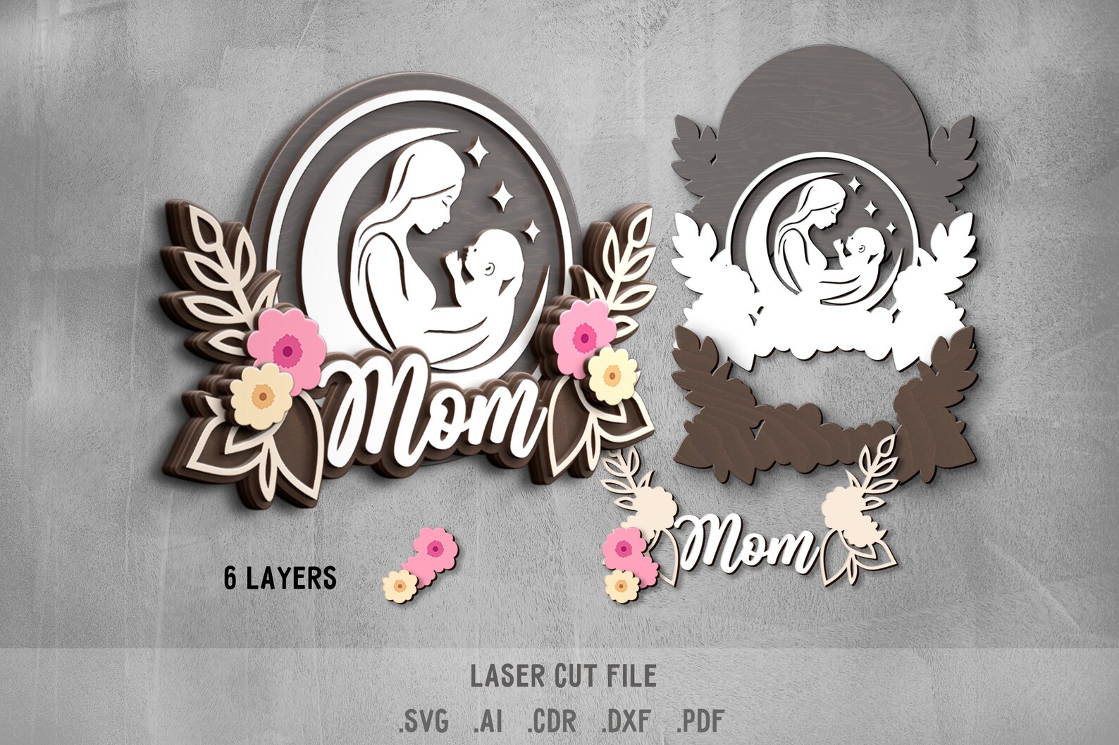 Mom and Child SVG. Laser Cut File for Glowforge. Mother With Baby - Etsy