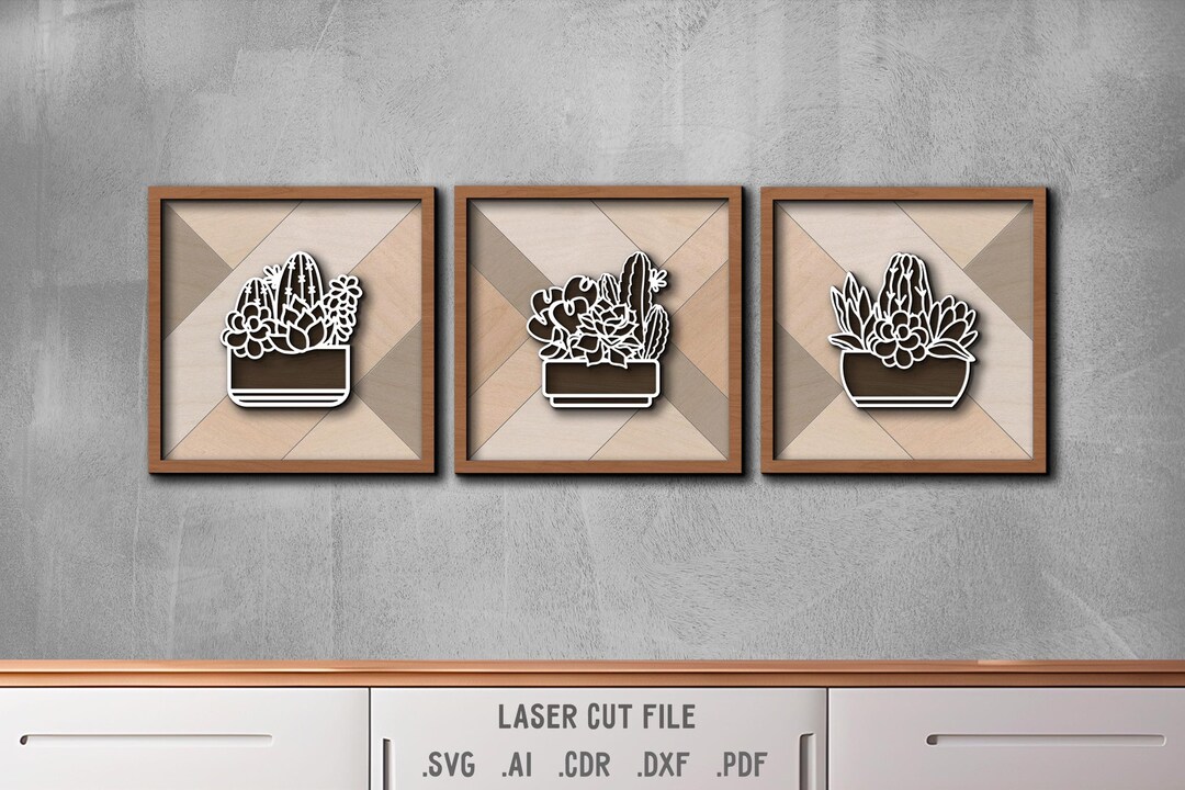 Succulents SVG Bundle. Laser Cut File for Glowforge. House Plants in ...