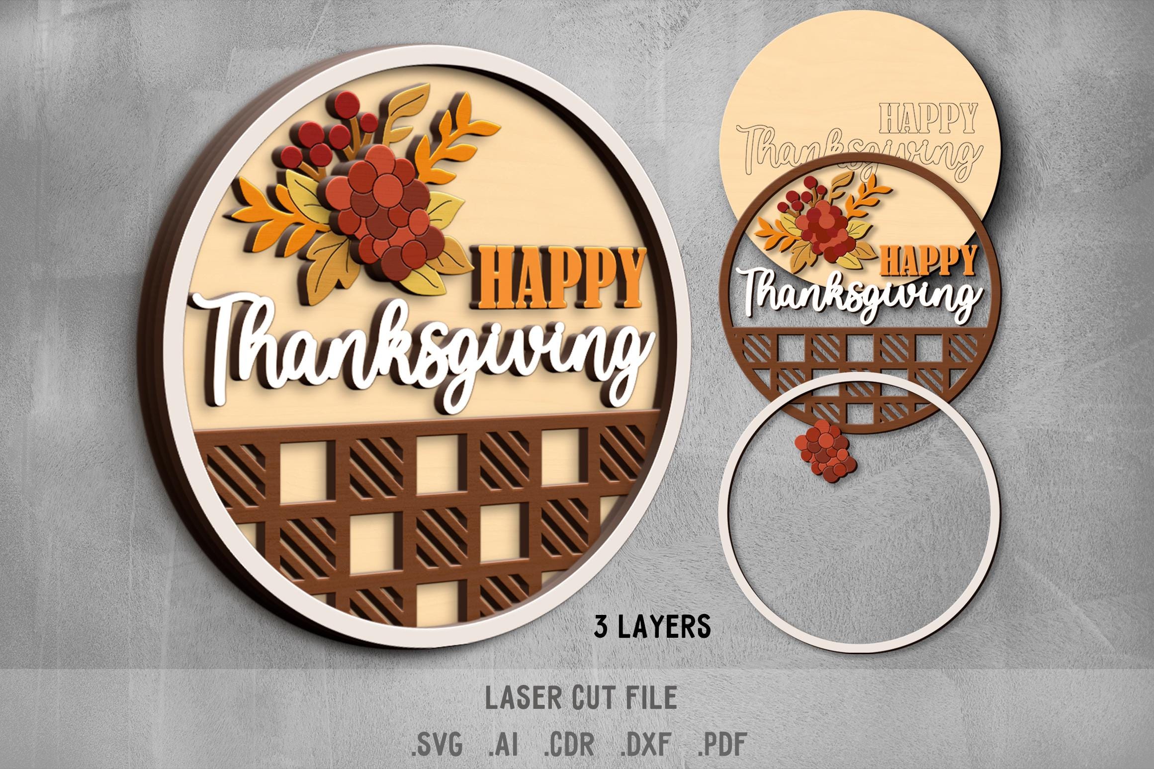 Thanksgiving SVG Bundle. Laser Cut File for Glowforge. Pumpkins, Fall ...