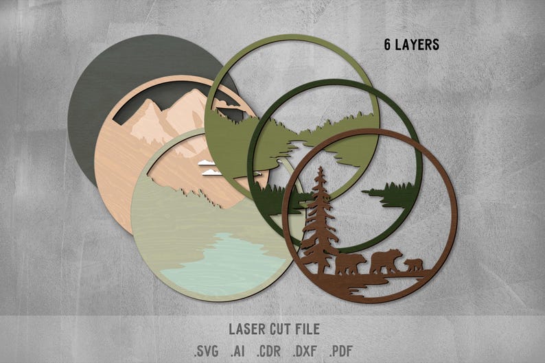 Nature SVG Bundle. Laser Cut File for Glowforge. Camping, Forest, Bear ...