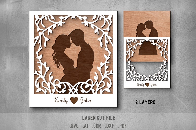 Loving Couple SVG. Laser Cut File for Glowforge. Wedding Gift Romantic ...