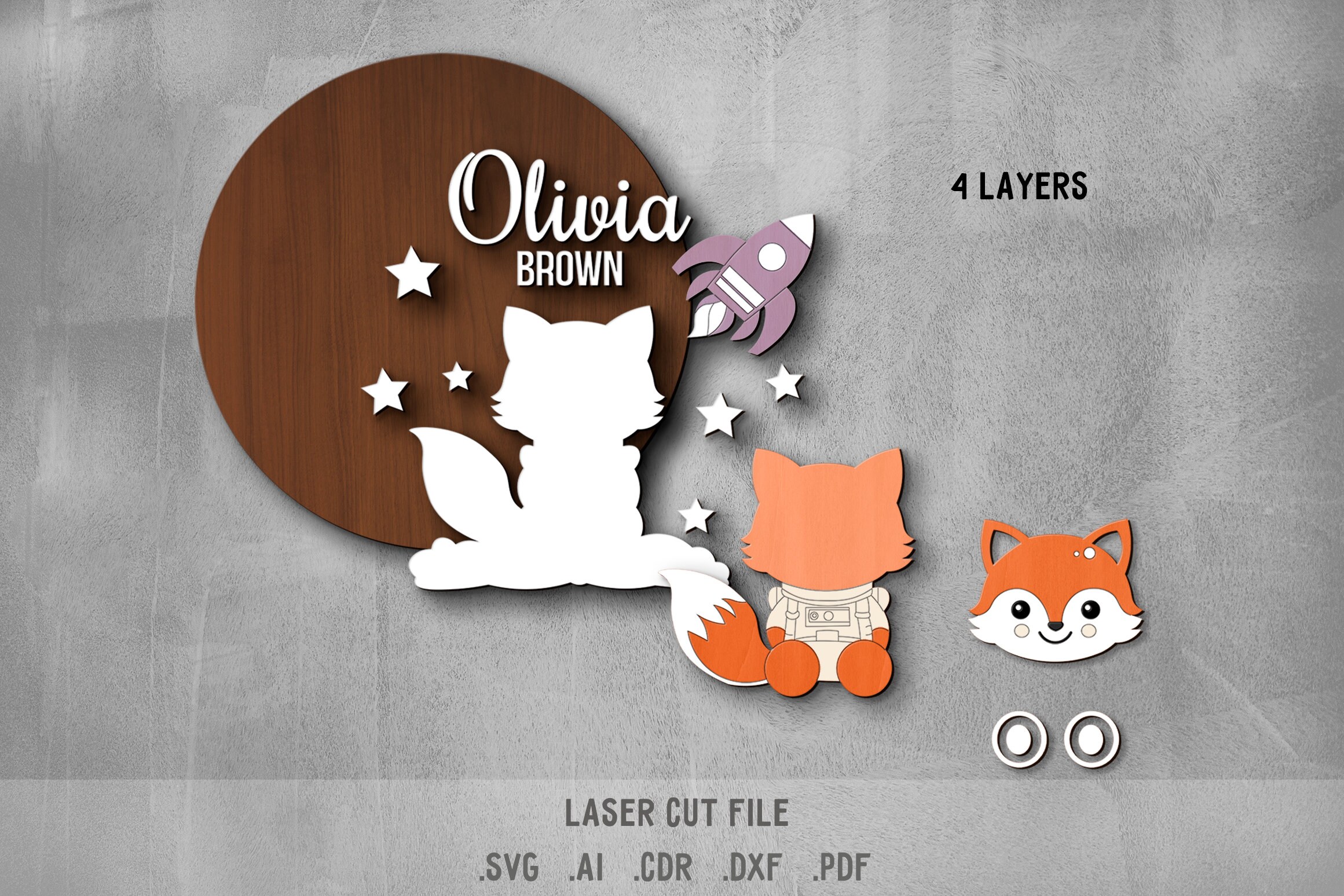 Fox SVG Baby Name Sign. Laser Cut File for Glowforge - Etsy