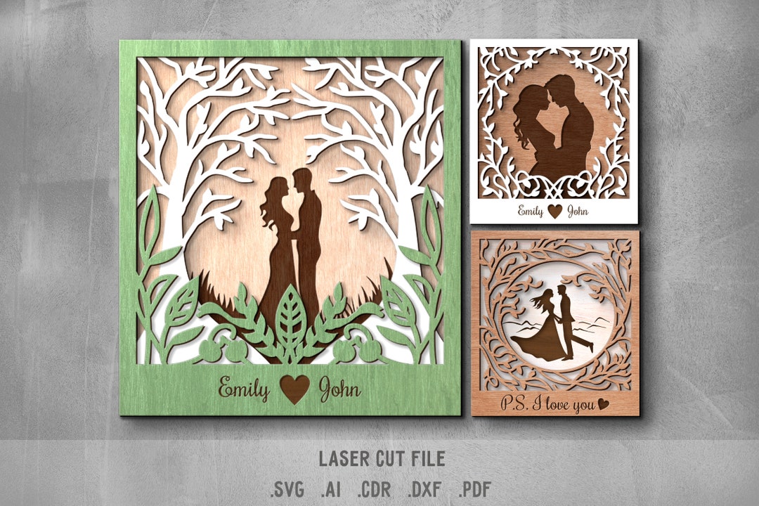 Loving Couple SVG. Laser Cut File for Glowforge. Wedding Gift Romantic ...