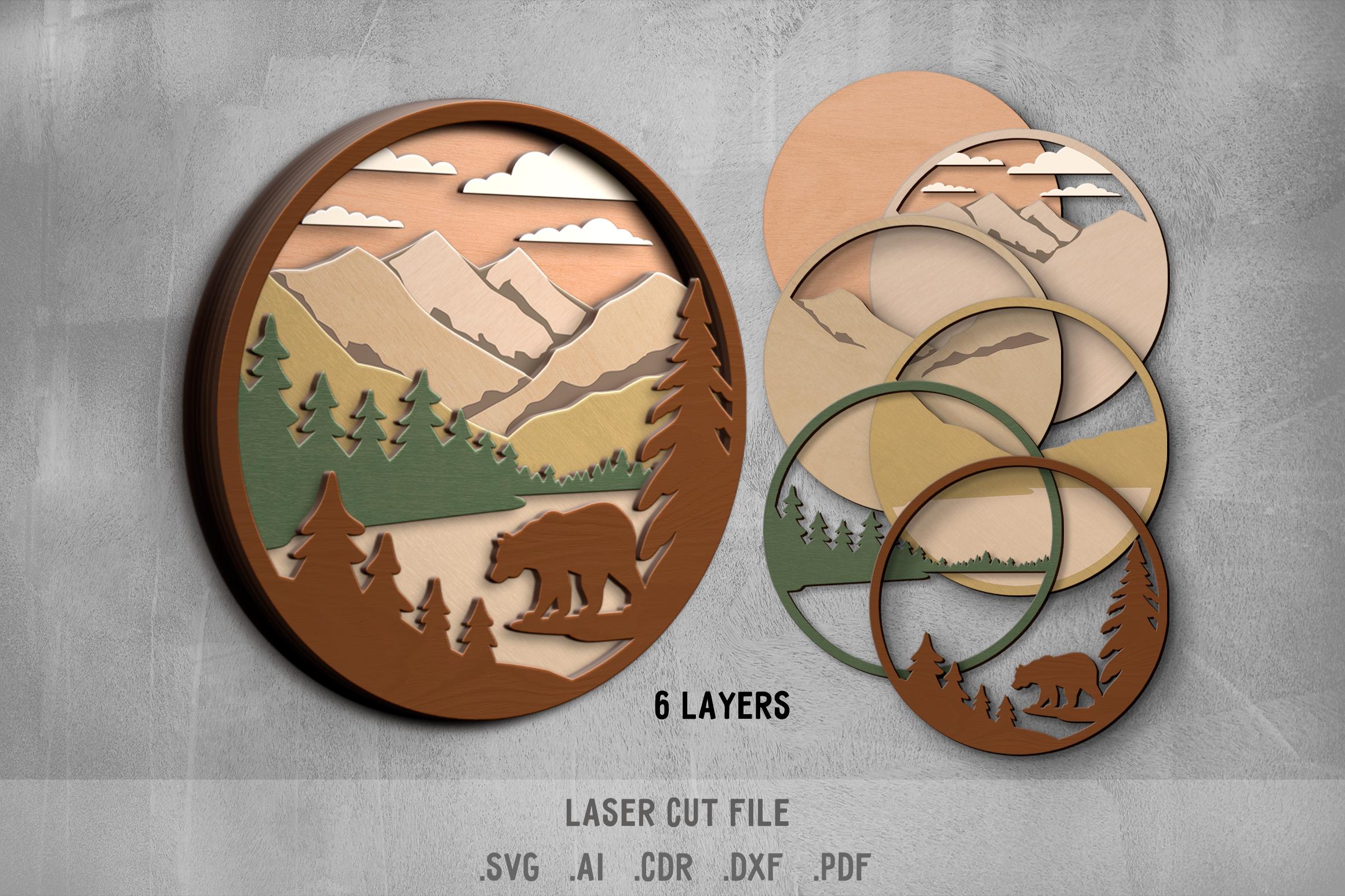 Nature SVG Bundle. Laser Cut File for Glowforge. Camping, Forest, Bear ...