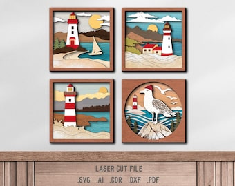 Sea Envelope SVG. Laser Cut File for Glowforge, Ocean, Lighthouse ...