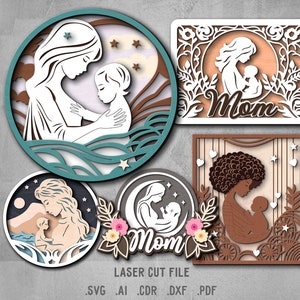 Mom and Child SVG Bundle. Laser Cut File for Glowforge. Mother With ...