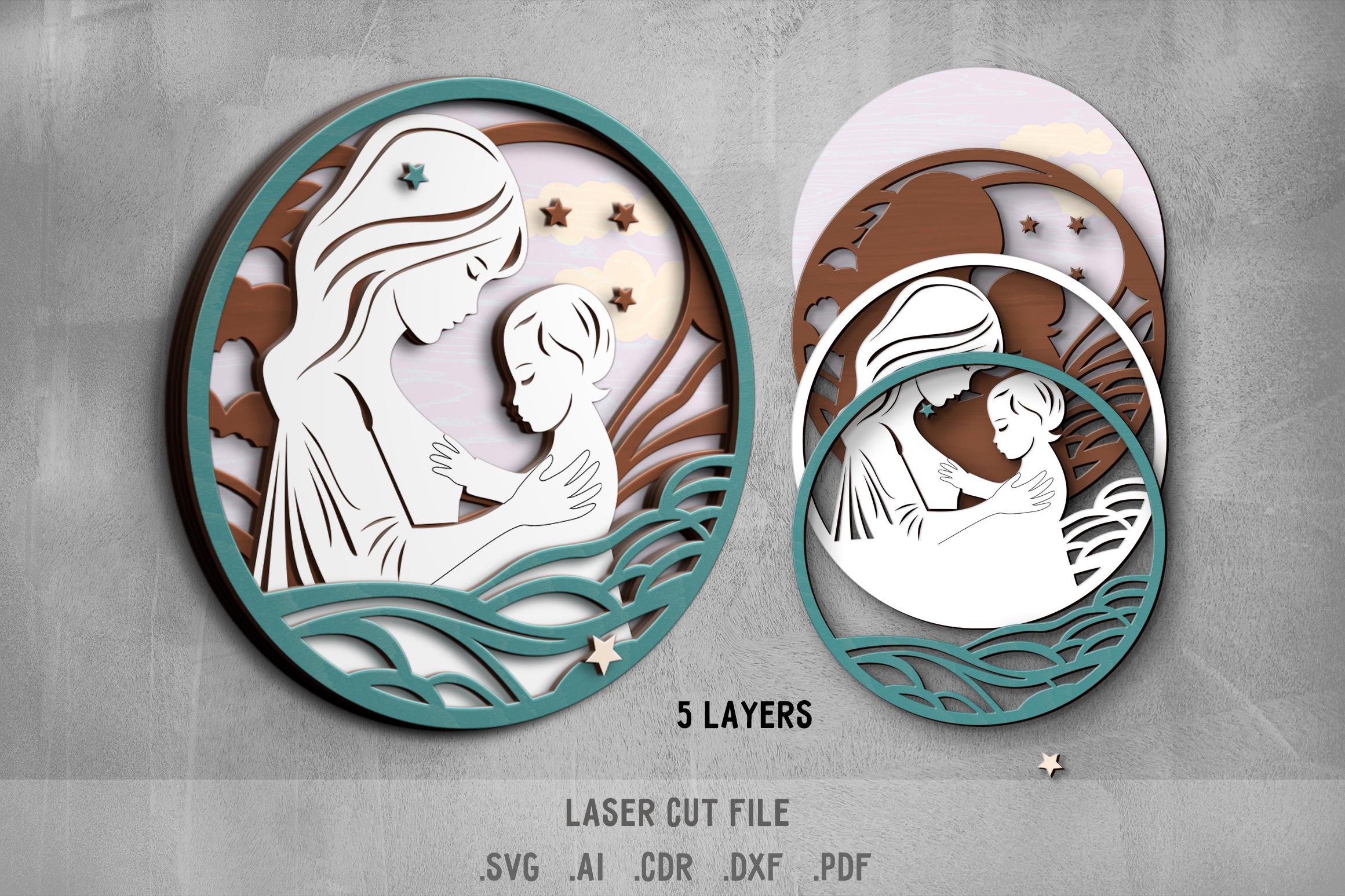 Mom and Child SVG. Laser Cut File for Glowforge. Mother With Baby - Etsy