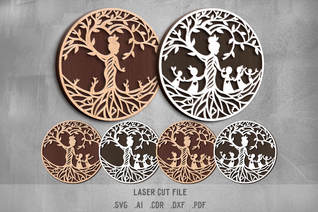 Mother Tree SVG Bundle. Laser Cut File for Glowforge. Family, Mother's ...