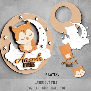 Baby Name Sign SVG Bundle. Laser Cut File for Glowforge. Moon, Cloud ...