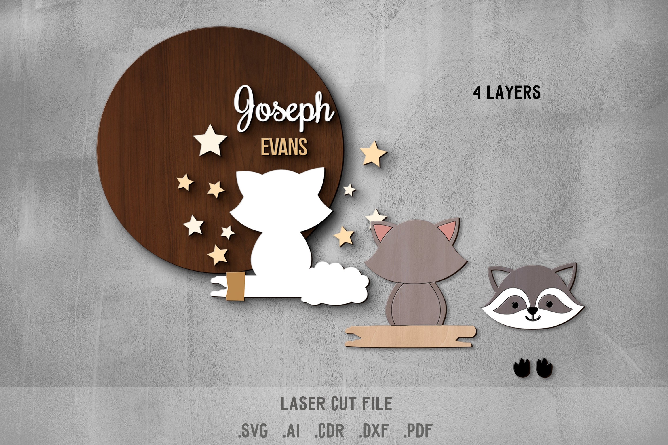 Baby Name Sign SVG Bundle. Laser Cut File for Glowforge. Cute Animals ...