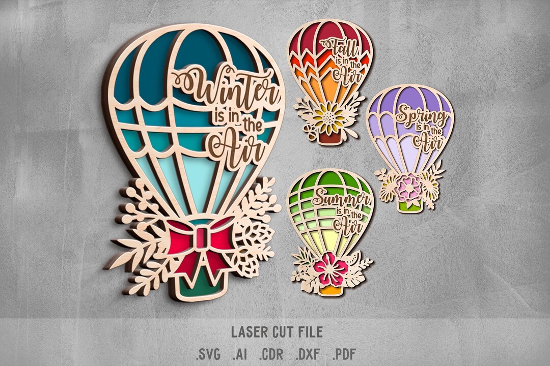 Seasons SVG Bundle. Laser Cut File for Glowforge. Hot Air Balloons ...