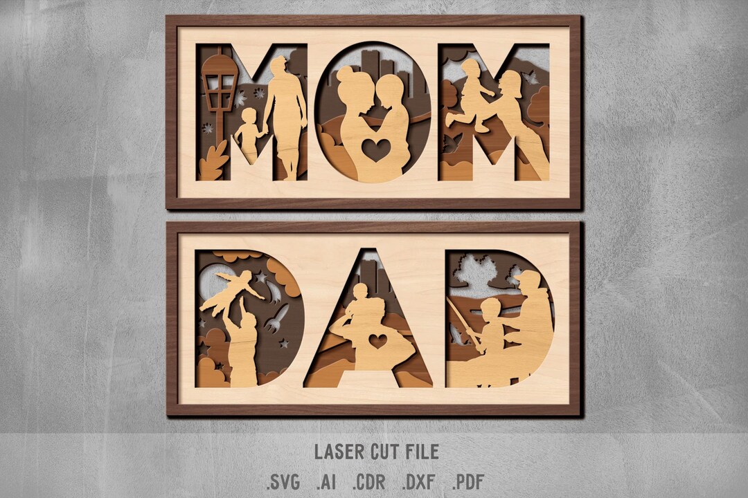 Mom and Dad Bundle SVG. Laser Cut File for Glowforge. Dad, Mother's Day ...