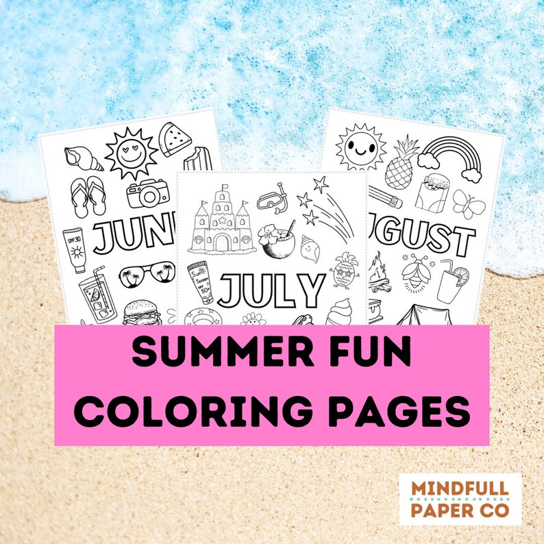 Summer Fun Coloring Pages - Etsy