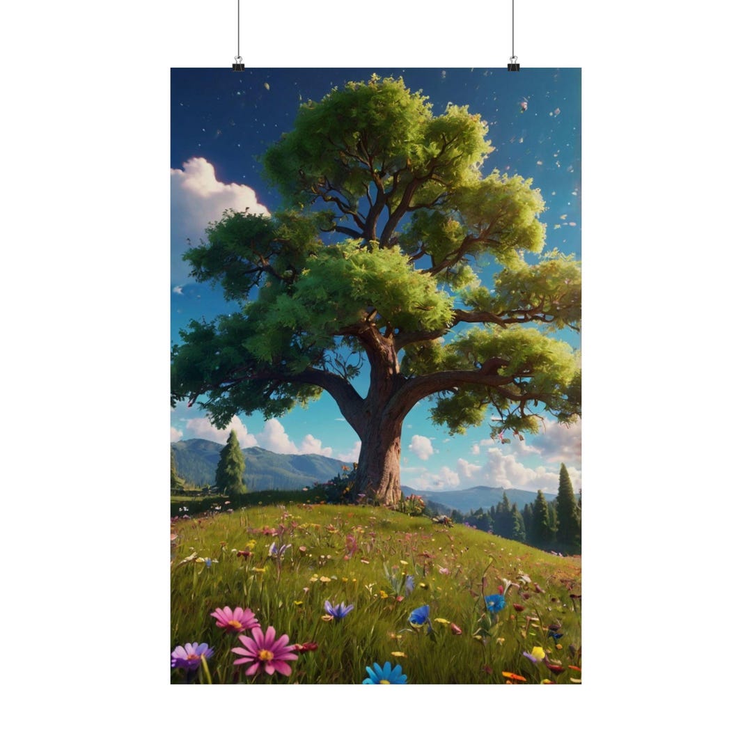 Vertical Posters, Tree and Flowers Wall Art, Inspiring Matte Prints ...