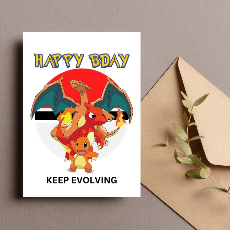 Funny Pokemon Birthday Card | Charmander Evolution Meme | Keep Evolving ...