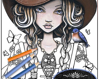 Single Coloring Page Digital Download Line Art haylee | Etsy