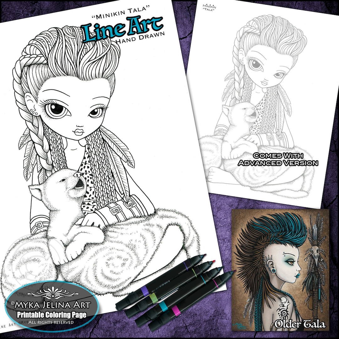 Minikin Tala Line Art - Instant Download - Coloring Page - Tribal ...