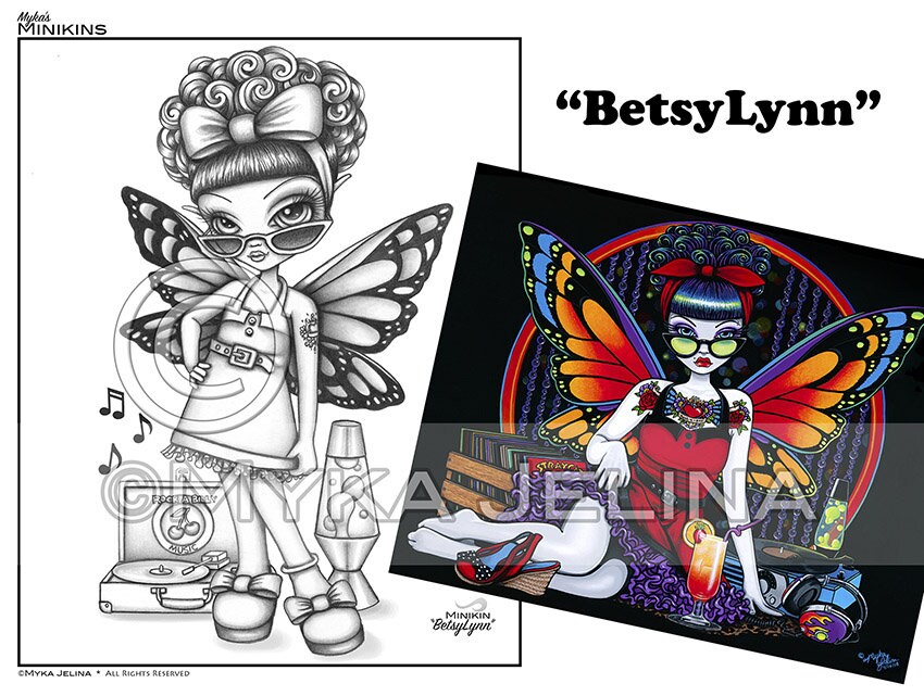 Set 1 Mykas Minikins Grayscale Digital Download Color | Etsy