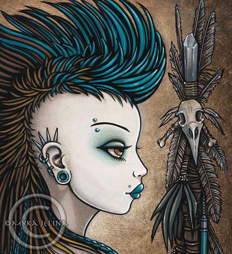 Tribal Mohawk Priestess Coloring Page: Tala Grayscale Art (digital ...