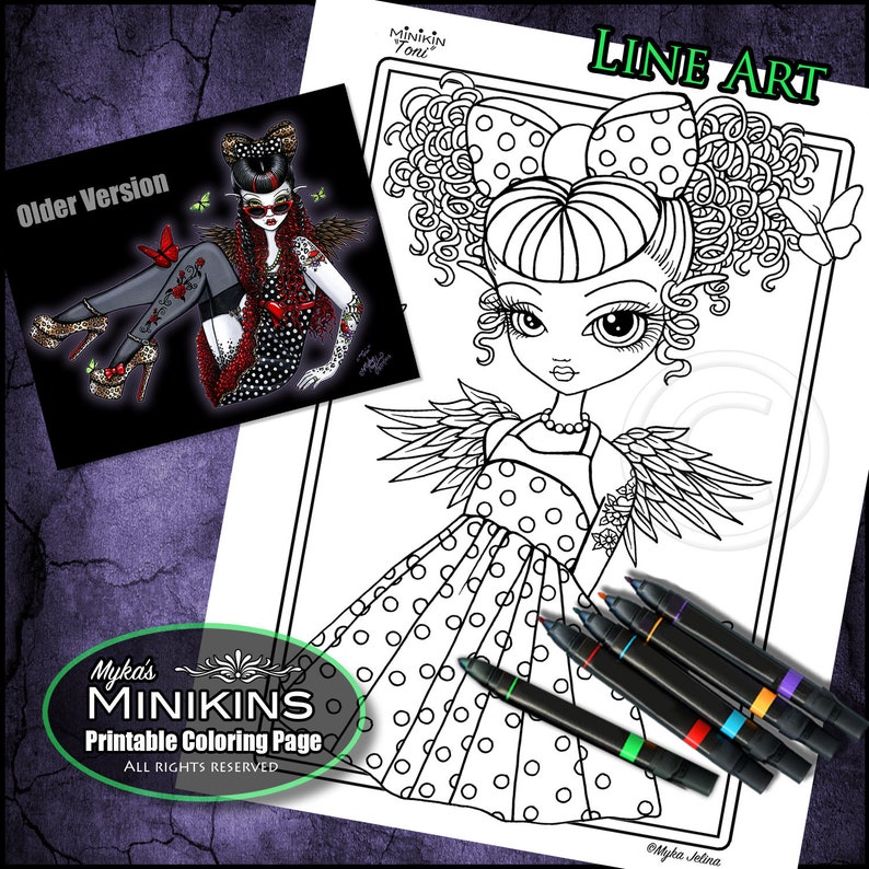 Set 3 Myka Minikins Line Art Instant Download Coloring - Etsy