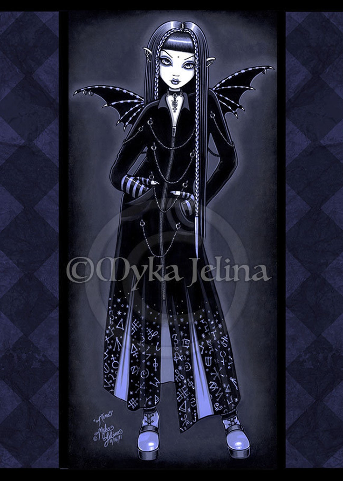 Mina Gothic Blue Vampire Fairy Canvas ACEO Ltd Edition - Etsy