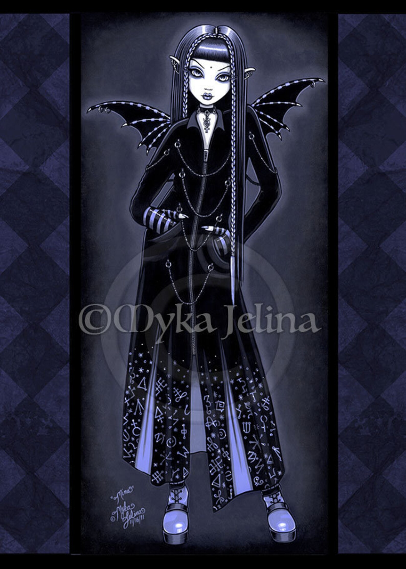 Mina Gothic Blue Vampire Fairy Canvas ACEO Ltd Edition - Etsy