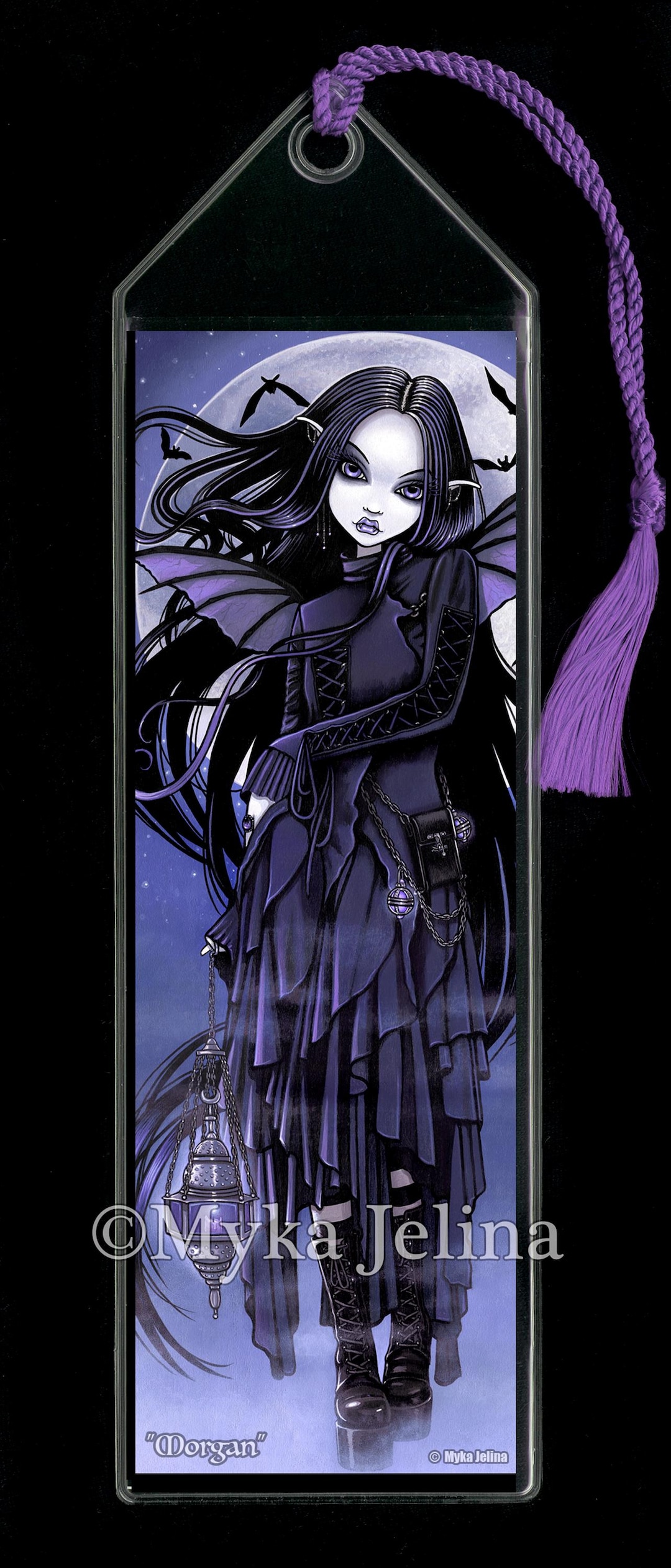 Gothic Vampire Bat Purple Full Moon Fairy Morgan BOOKMARK - Etsy