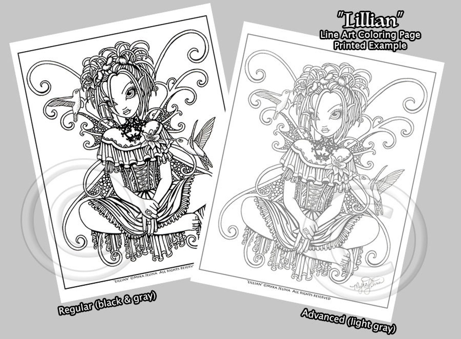 Lillian Hummingbird Fairy Single Coloring Page Digital | Etsy