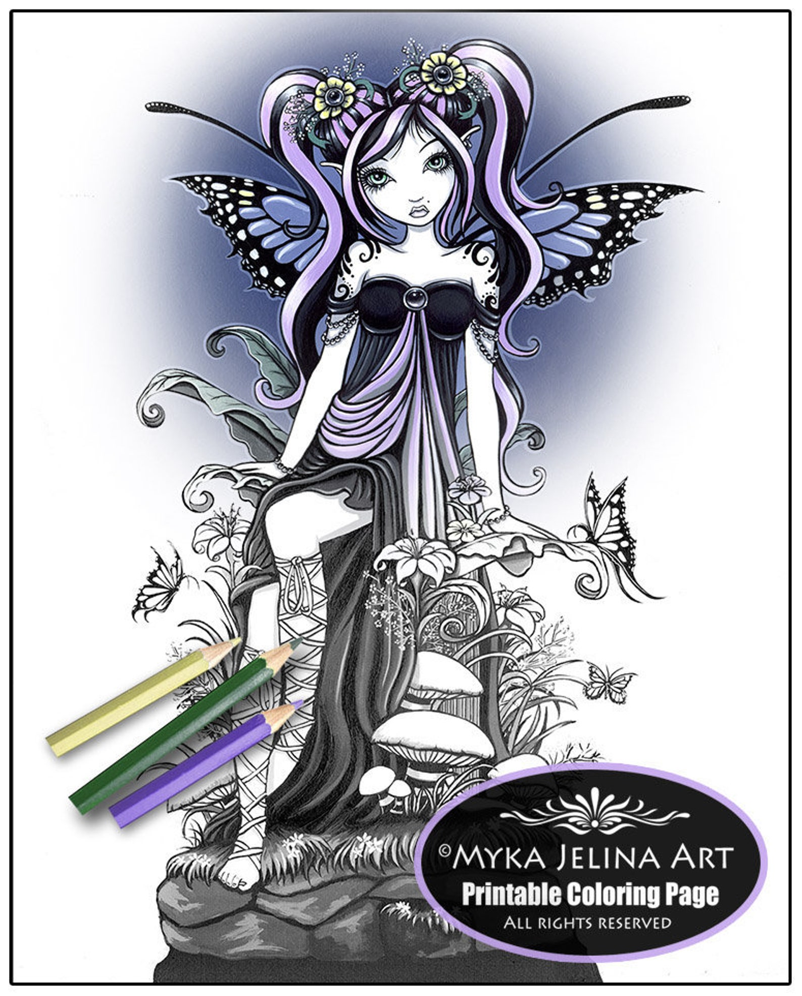 Cassandra Grayscale Digital Download Coloring Page - Etsy