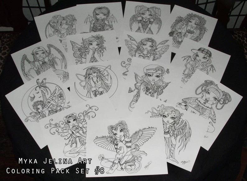 Myka Jelina Line Art Coloring Pages: Fairy, Angel, Steampunk (instant ...