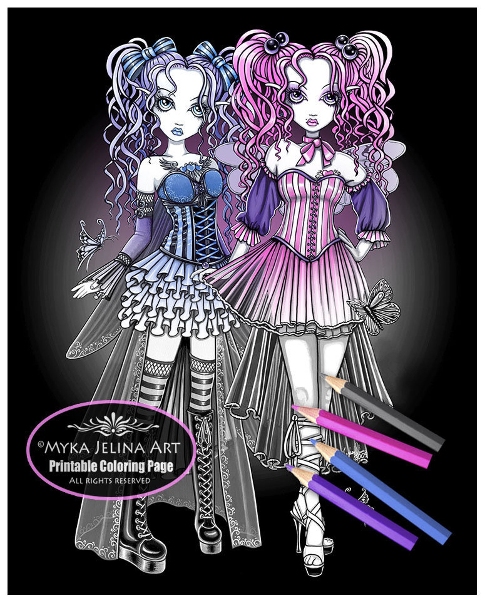 Haylee & Maegan Grayscale Digital Download Coloring Page | Etsy