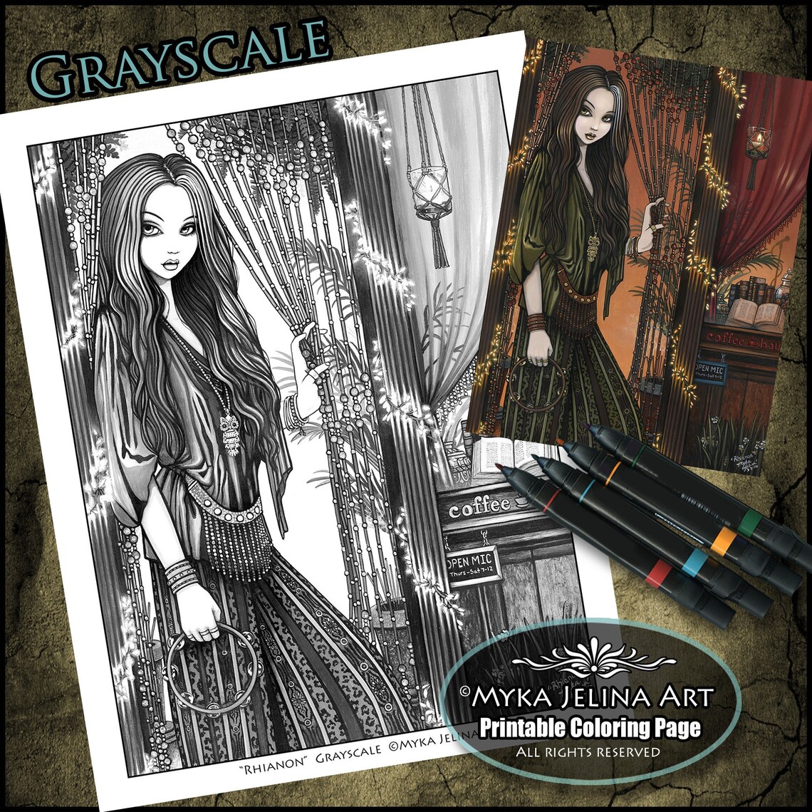 Rhianon Grayscale Digital Download Coloring Page - Etsy
