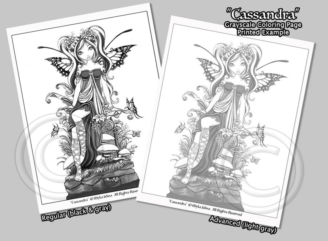 Cassandra Grayscale Digital Download Coloring Page - Etsy
