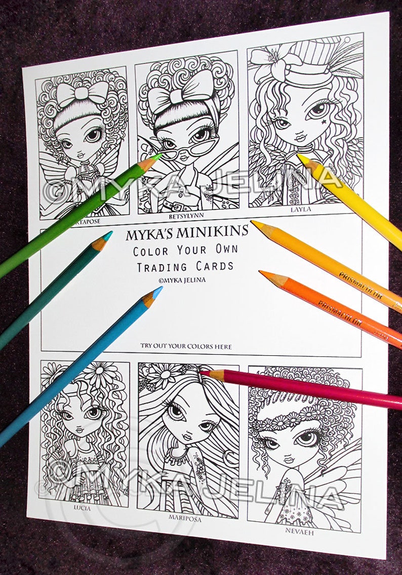 Mykas Minikins ACEO Trading Card Set 1 Instant Download Big Eyed Fairy ...