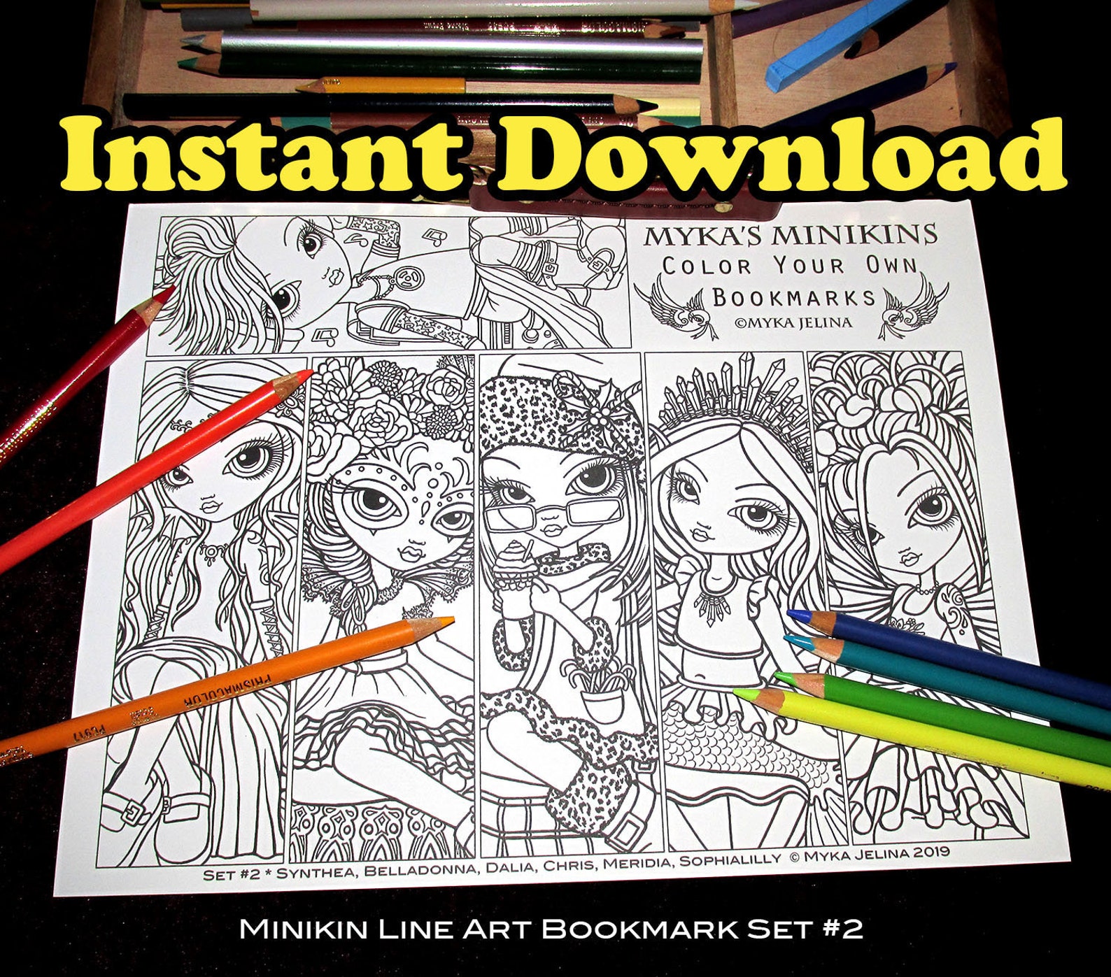 Mykas Minikins Bookmark Set 2 Coloring Page Instant Download | Etsy