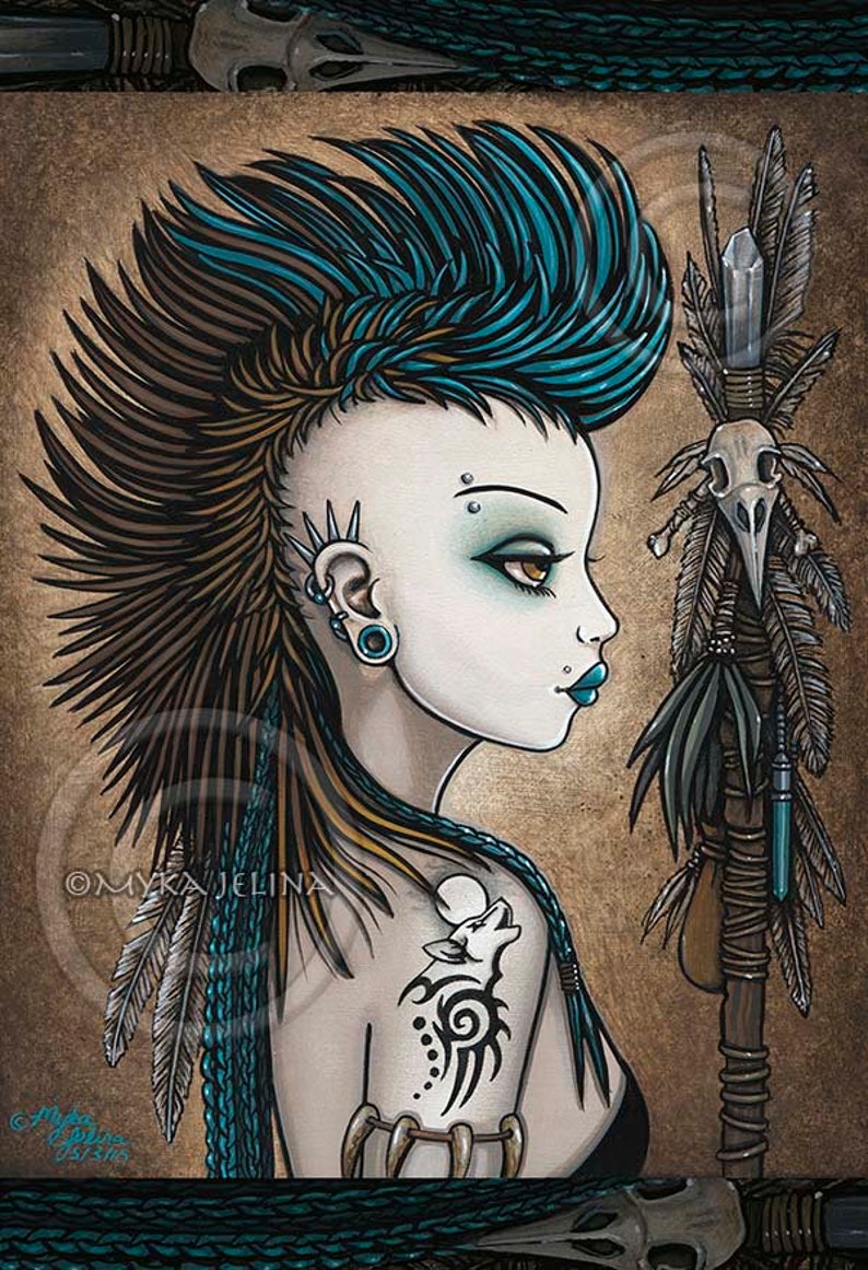 Tala Signed Prints Tribal Warrior Mohawk Wolf Tattoo - Etsy