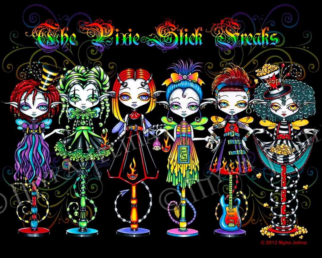 Whimsical Freaky Fairies Rainbow Cute Hand Signed Myka Jelina Art ...