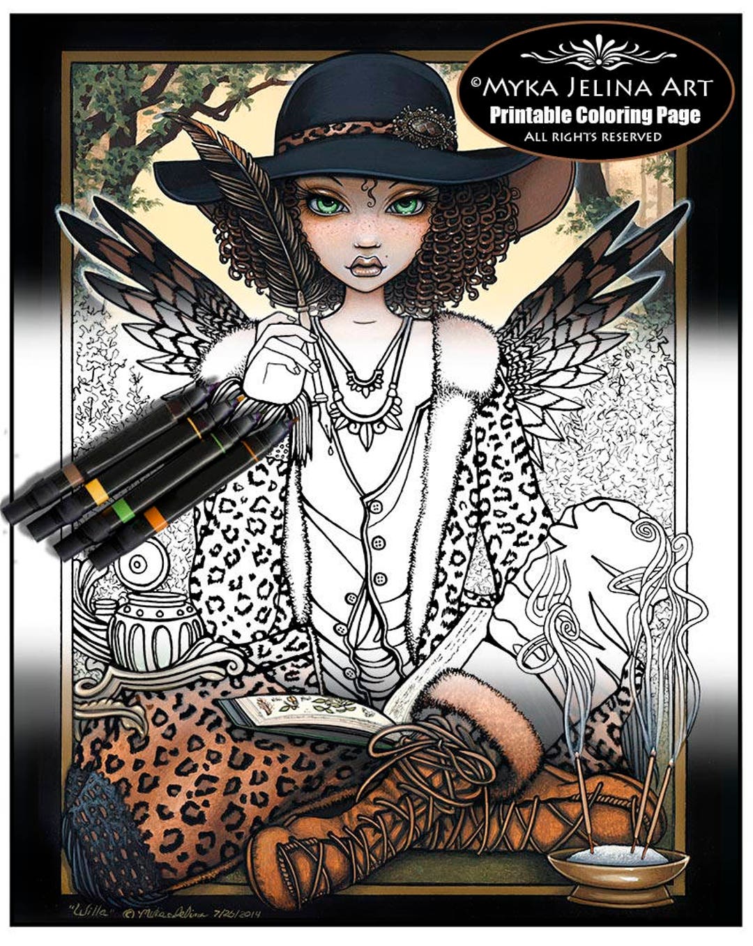 Willa Bohemian Fairy Digital Download Coloring Page Line Art - Etsy ...