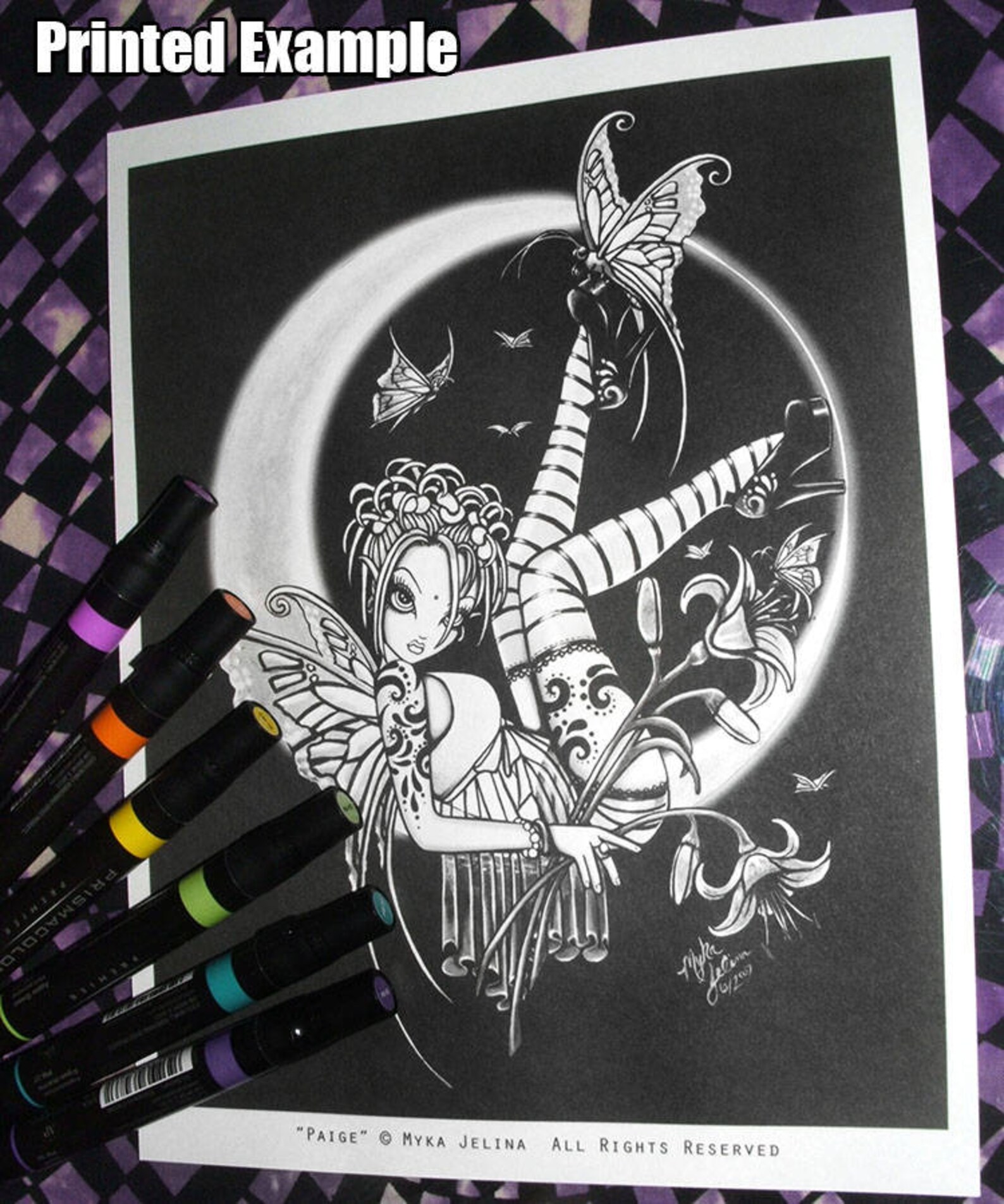 Paige Grayscale Digital Download Coloring Page Moon - Etsy