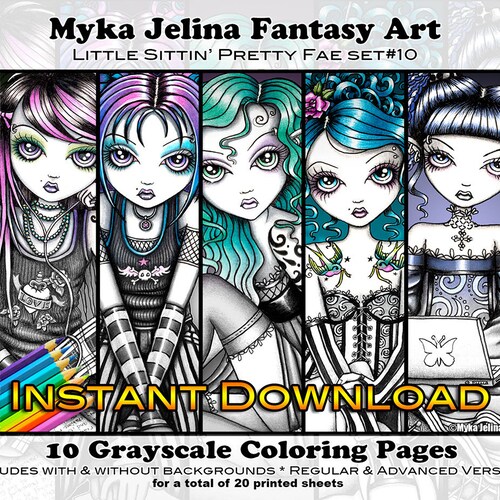 Set 2 Printable Coloring Book Myka Jelina Art Fantasy - Etsy
