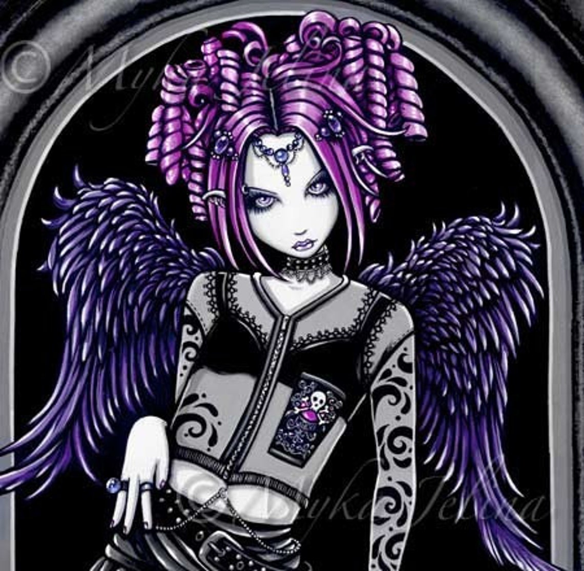 Natasha Hot Pink Gothic Guardian Angel Purple Snake Goddess | Etsy