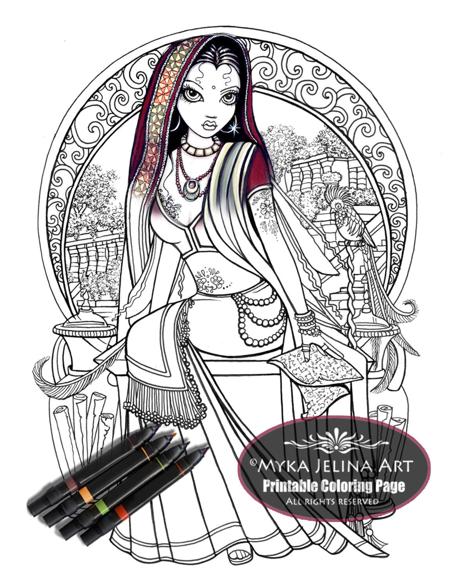 Ayanna Line Art Instant Download Coloring Page for - Etsy