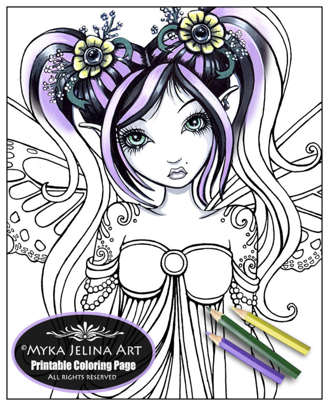 Single Coloring Page Digital Download Line Art "cassandra Close Up ...