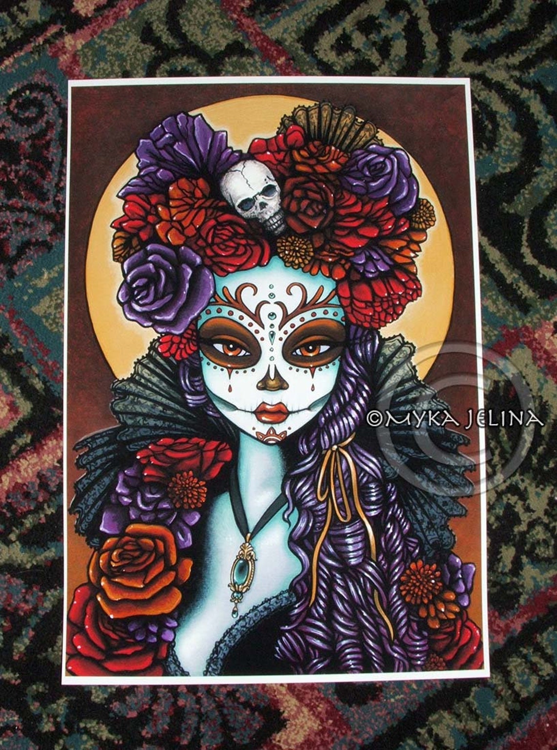 Dalia Signed Prints Dia De Muertos Calaca Flowers Festival - Etsy