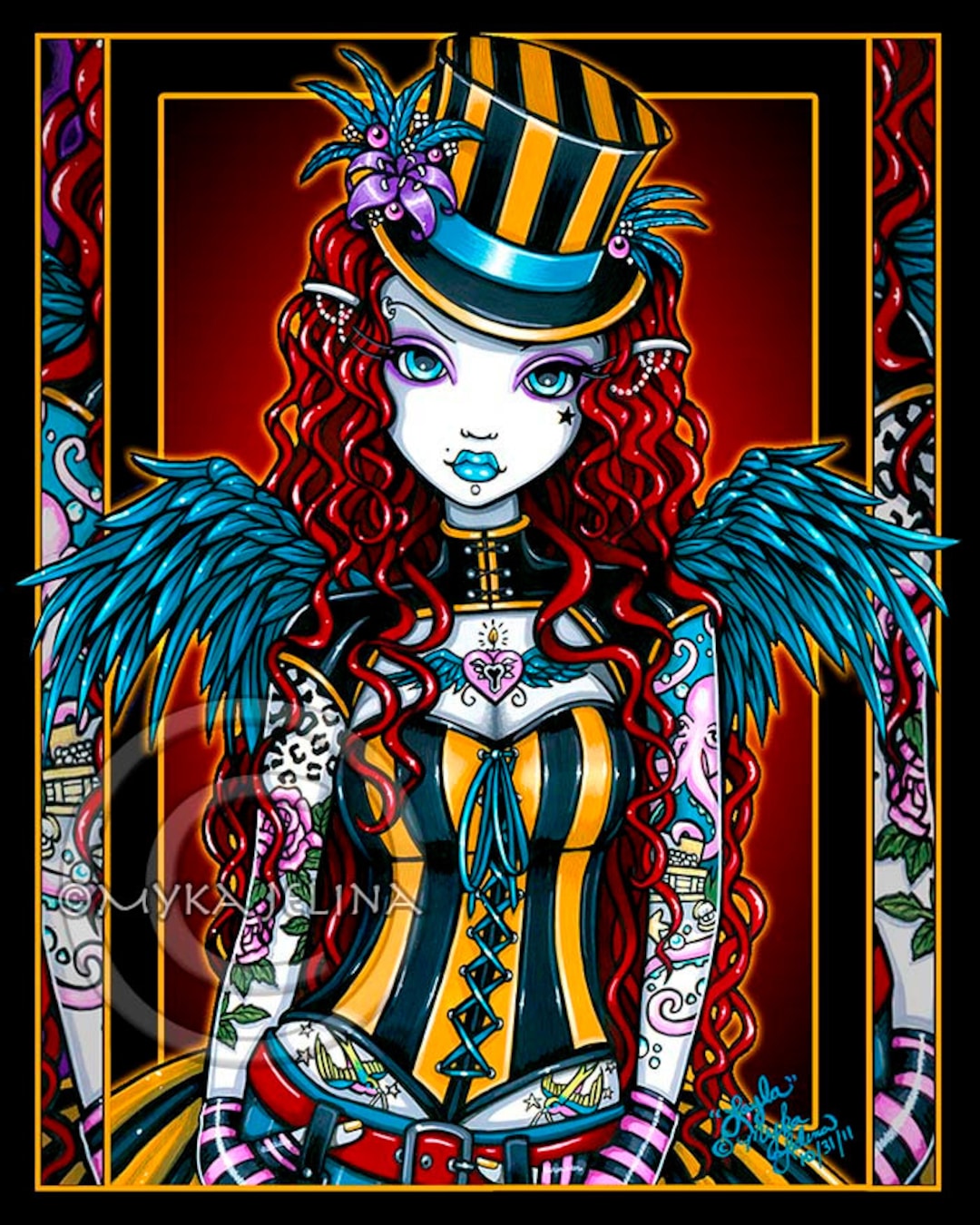 Layla Signed Prints Steampunk Tattoo Couture Circus Angel Art - Etsy