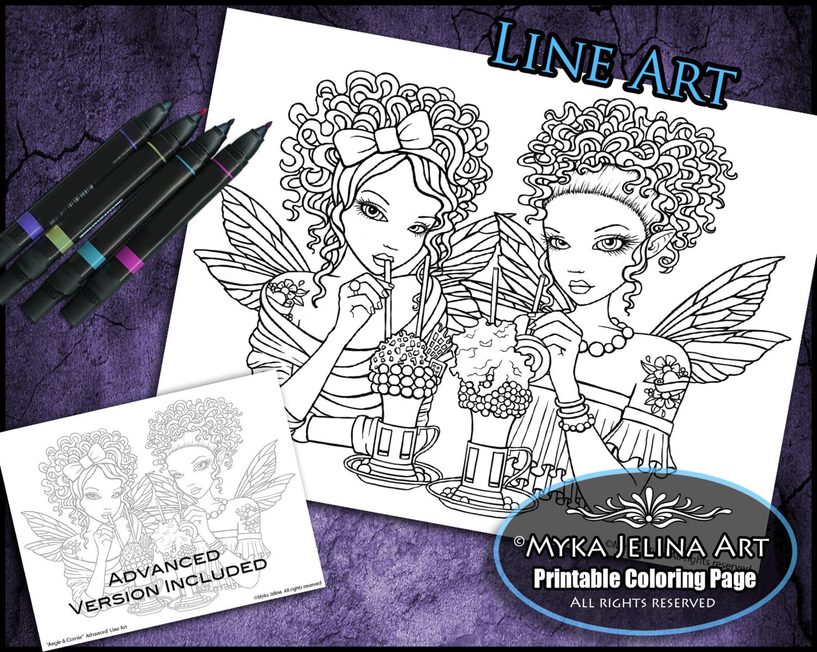 Angie & Connie Line Art Digital Download Coloring Page - Etsy
