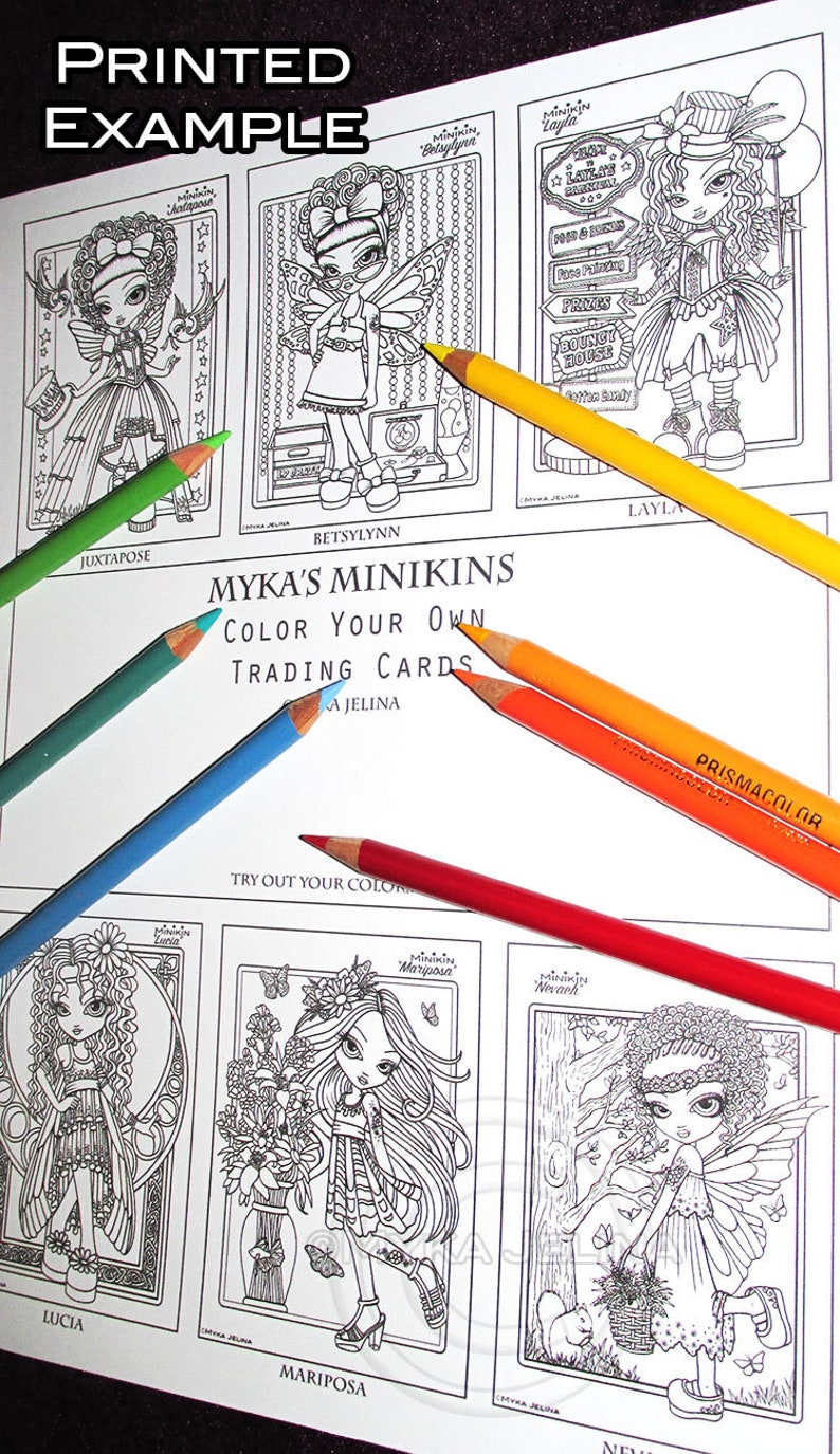 Set 1 Myka Minikins Line Art Instant Download Coloring | Etsy