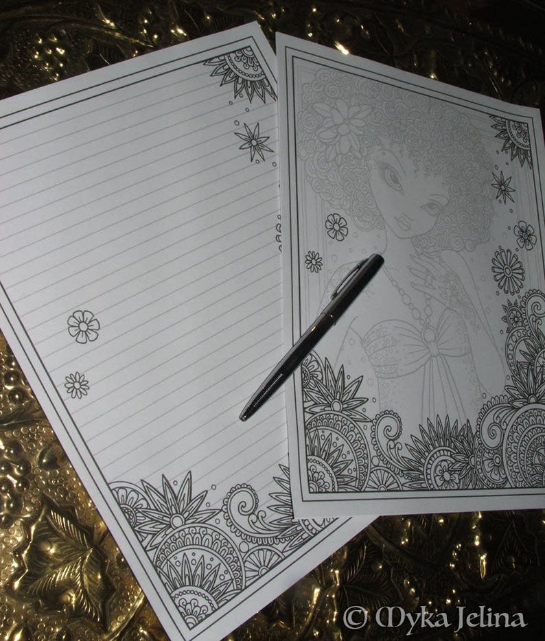 Printable Stationary - Digital Download - Coloring - Letter Writing ...