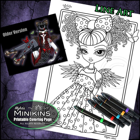 Minikin Toni Line Art Instant Download Coloring Page | Etsy