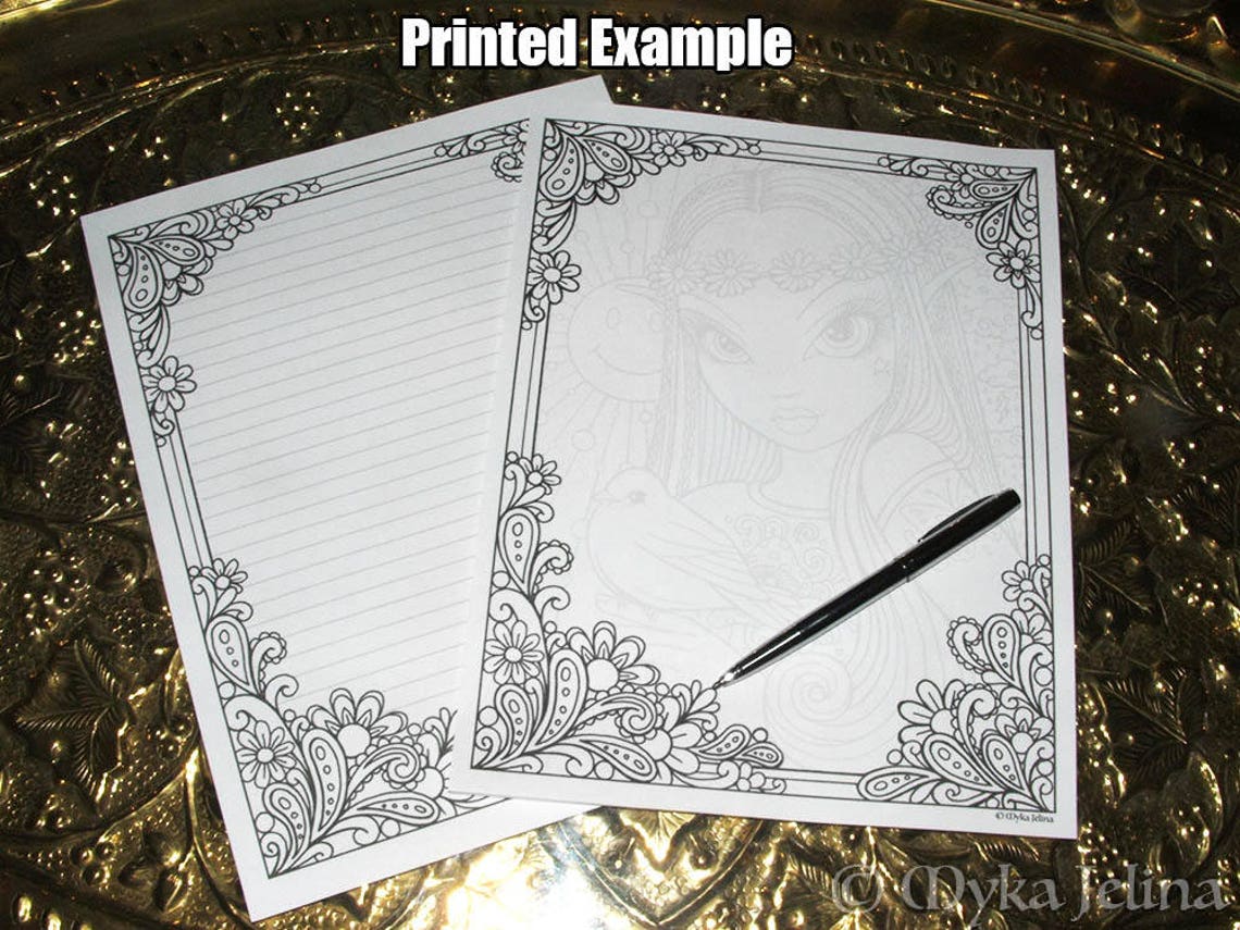 Printable Stationary Digital Download Coloring Letter | Etsy